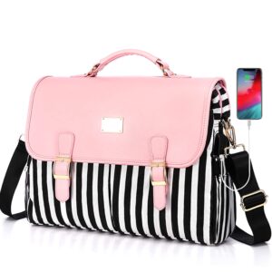 lovevook laptop bag for women large capacity computer bags cute messenger bag briefcase business work bags purse, 15.6inch, pink-pro