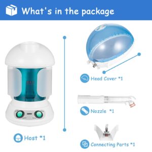 KIEKRO 2 in 1 Hair and Facial Steamer, Hair Steamer, Face Steamer, Hair Humidifier, Hot Mist Moisturizing, Hydration System Sprayer, Personal Care Use, Home and Salon (Blue White)