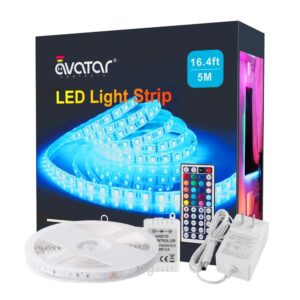 led strip light, 44 keys ir remote dc12v 16.4ft dimmable warm cool white rgb 5050 color changing led tape kit christmas lights for bedroom, cupboard, wine cabinet, xmas, gift, staircase