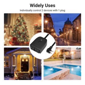 Inkbird Outdoor Light Timer Controller Waterproof WiFi Outdoor Light Outlet, 2 Sockets, Compatible with Alexa and Google Assistant