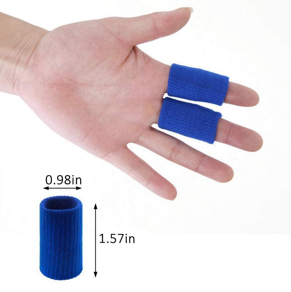 20 PCS Finger Sleeves Protectors, Sport Finger Sleeves Finger Splints Thumb Finger Brace Support Elastic Thumb Sleeves for Relieving Pain Arthritis Trigger Finger(Blue Black)