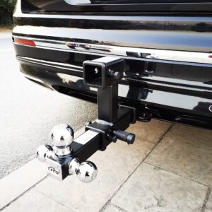 TOPTOW 64131HP Dual Hitch Extender, Fits for 2 inch Trailer Receivers, Extension to 10 inch Max. Length & 7-1/2" Riser or Drop