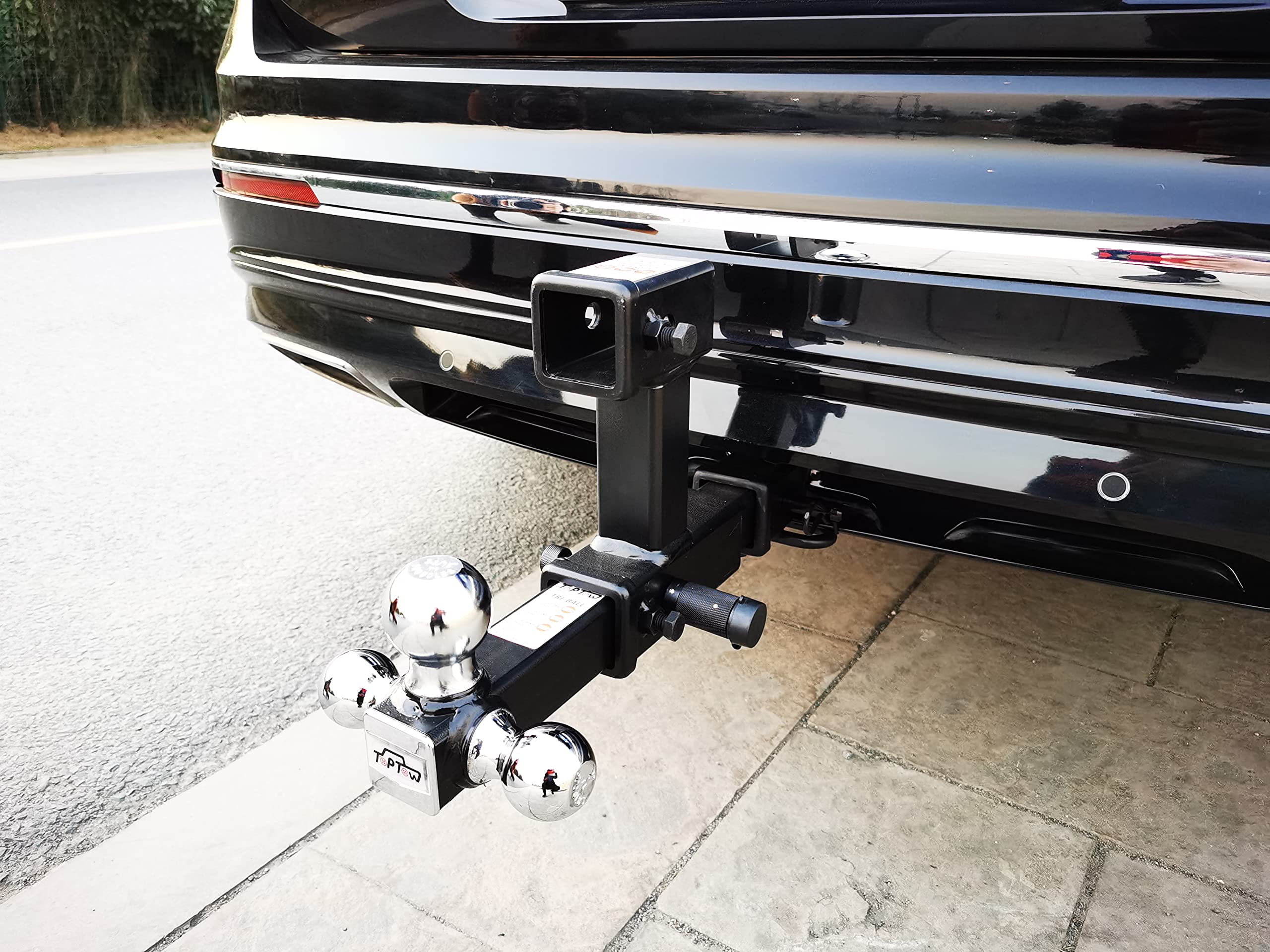 TOPTOW 64131HP Dual Hitch Extender, Fits for 2 inch Trailer Receivers, Extension to 10 inch Max. Length & 7-1/2" Riser or Drop