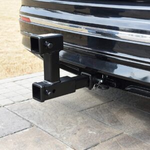 TOPTOW 64131HP Dual Hitch Extender, Fits for 2 inch Trailer Receivers, Extension to 10 inch Max. Length & 7-1/2" Riser or Drop