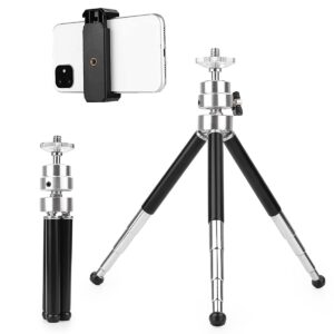 tripod for phone and webcam, 4-9 inch extendable phone webcam tripod stand with phone holder, (2rd generation,double-layer), lightweight mini tripod