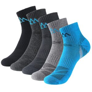 innotree 5 pack men's cushioned hiking walking running socks,moisture wicking multi performance quarter crew athletic cotton socks