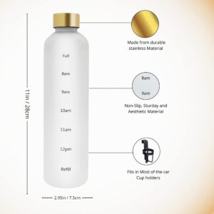 Healthywish Water Bottle Tracker, 1 Liter | 32 Oz, Gold Lid, Motivational, Leak Proof, BPA Free, Cycling