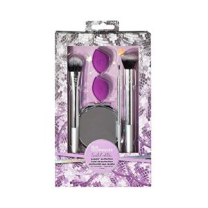 Real Techniques Poppin' Perfection Makeup Brush Set with Makeup Blender Beauty Sponges and Compact Makeup Mirror, Set of 6