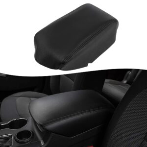 kbh car front center console armrest cover replacement for ford explorer 2011-2019, vinyl leather, middle console arm rest skin upholstery, anti-scratch, black (without lid)