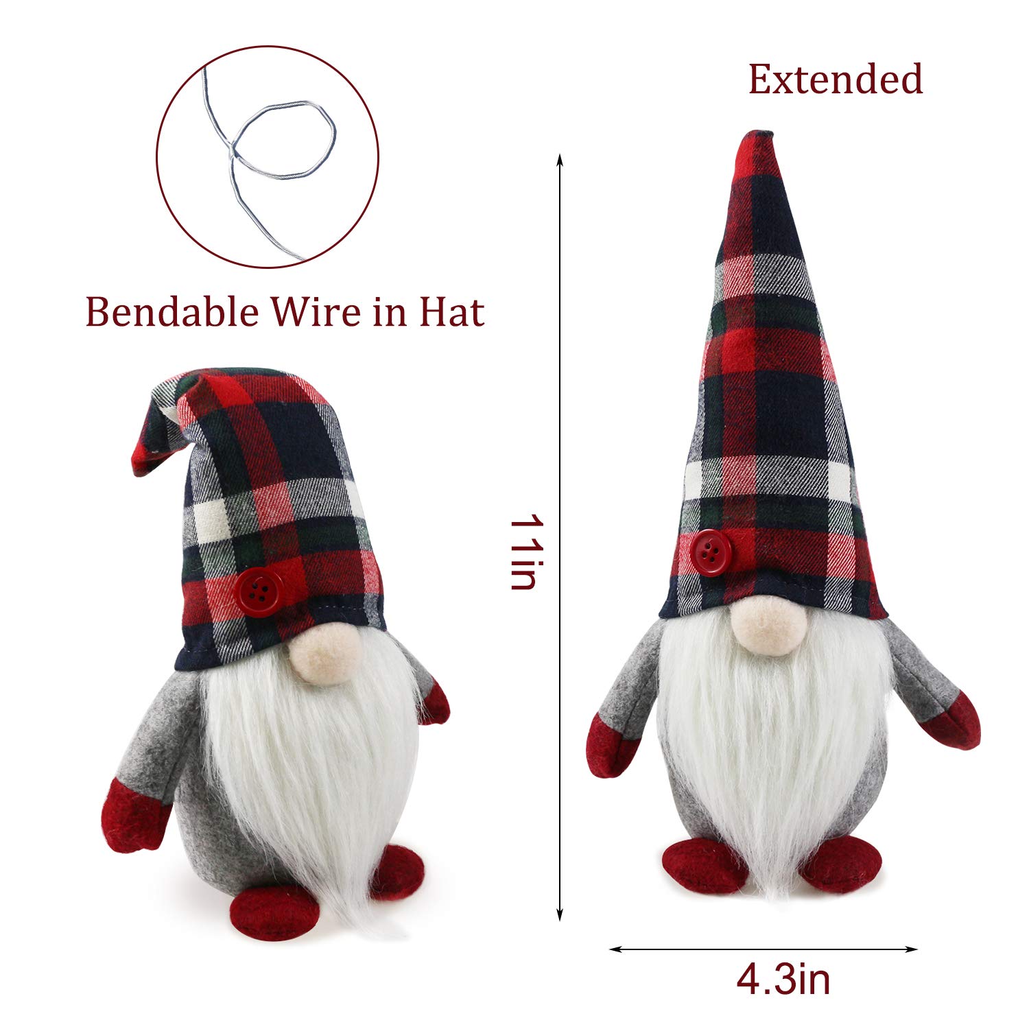 Christmas Gnomes Decorations - Mr and Mrs Buffalo Plaid Xmas Gnome Plush, Handmake Scandinavian Tomte for Christmas Home Table Tiered Tray Decor Gifts - Farmhouse Decor