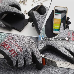 DEX FIT Level 2 Cut Resistant Gloves CR533 - Firm Non-Slip Grip; Thin & Lightweight; Durable & Foam Coated; Soft & 3D-Comfort Fit; Washable; Grey 8 (M) 1 Pair