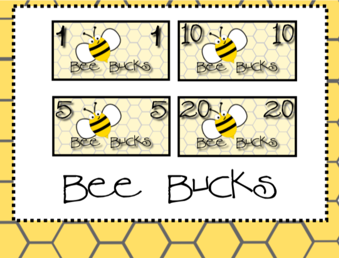 Bee Bucks: Bee Theme Classroom Money