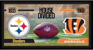 pittsburgh steelers vs. cincinnati bengals framed 10" x 20" house divided football collage - nfl team plaques and collages