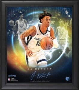 ja morant memphis grizzlies framed 15" x 17" stars of the game collage - facsimile signature - nba player plaques and collages