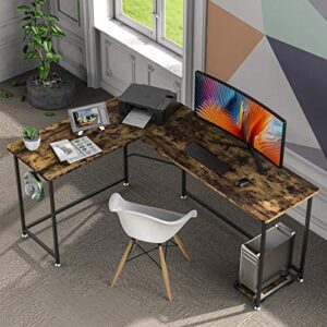 habily modern l-shaped home office desk with storage, corner desk for small space writing pc laptop table desk workstation with cable management box and headphone hook