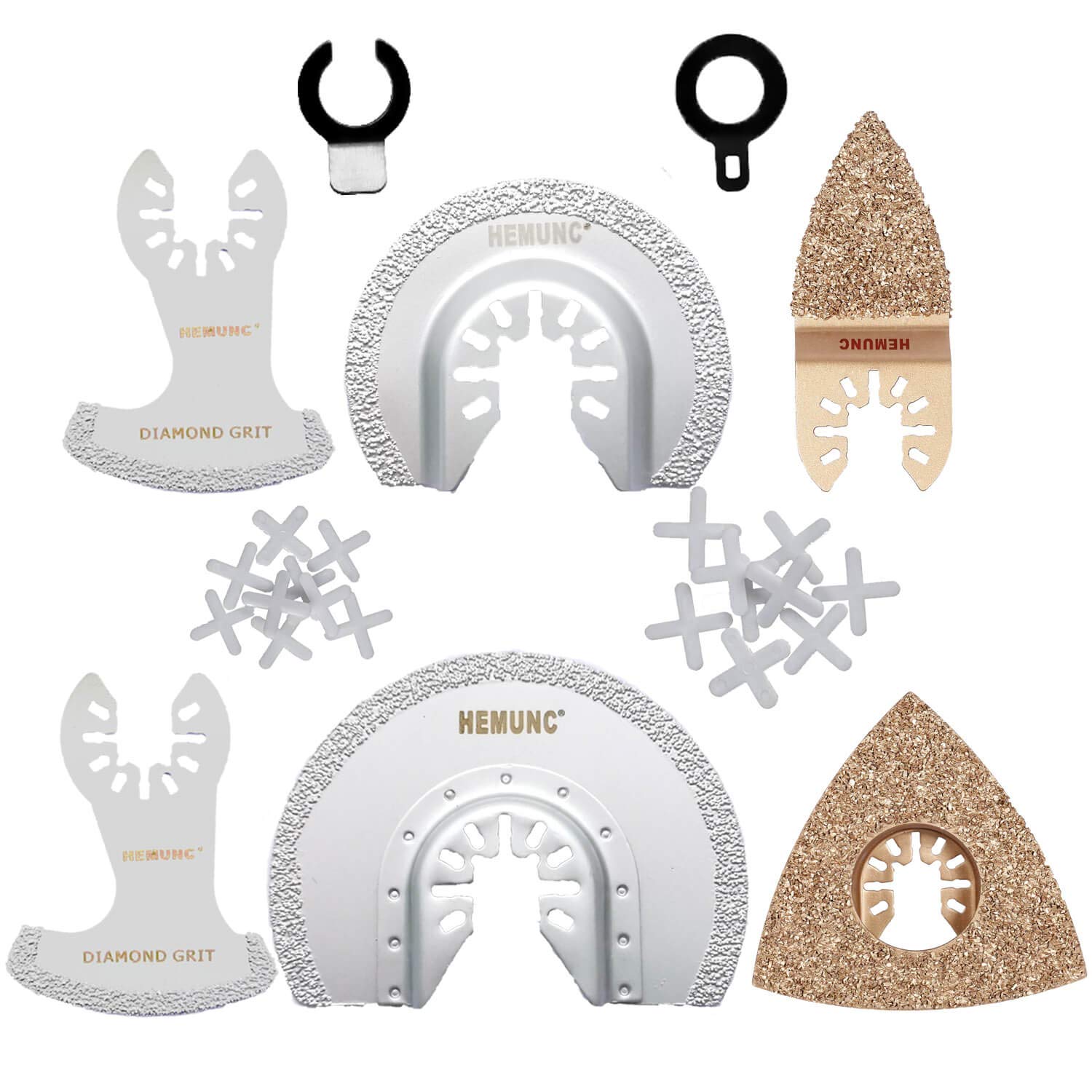 HEMUNC 26 Diamond Carbide Oscillating Multitool Quick Release Saw Blades Tile Repair Set Compatible with Dewalt Fein Multimaster Porter Cable Bosch Dremel Ridgid Makita Milwaukee Rockwell