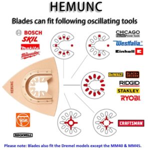 HEMUNC 26 Diamond Carbide Oscillating Multitool Quick Release Saw Blades Tile Repair Set Compatible with Dewalt Fein Multimaster Porter Cable Bosch Dremel Ridgid Makita Milwaukee Rockwell