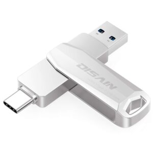 usb c flash drive disain 32gb 2 in 1 otg usb 3.1 to usb c memory stick metal usb c thumb drive compatible with macbook pro air, type c smartphones, tablets