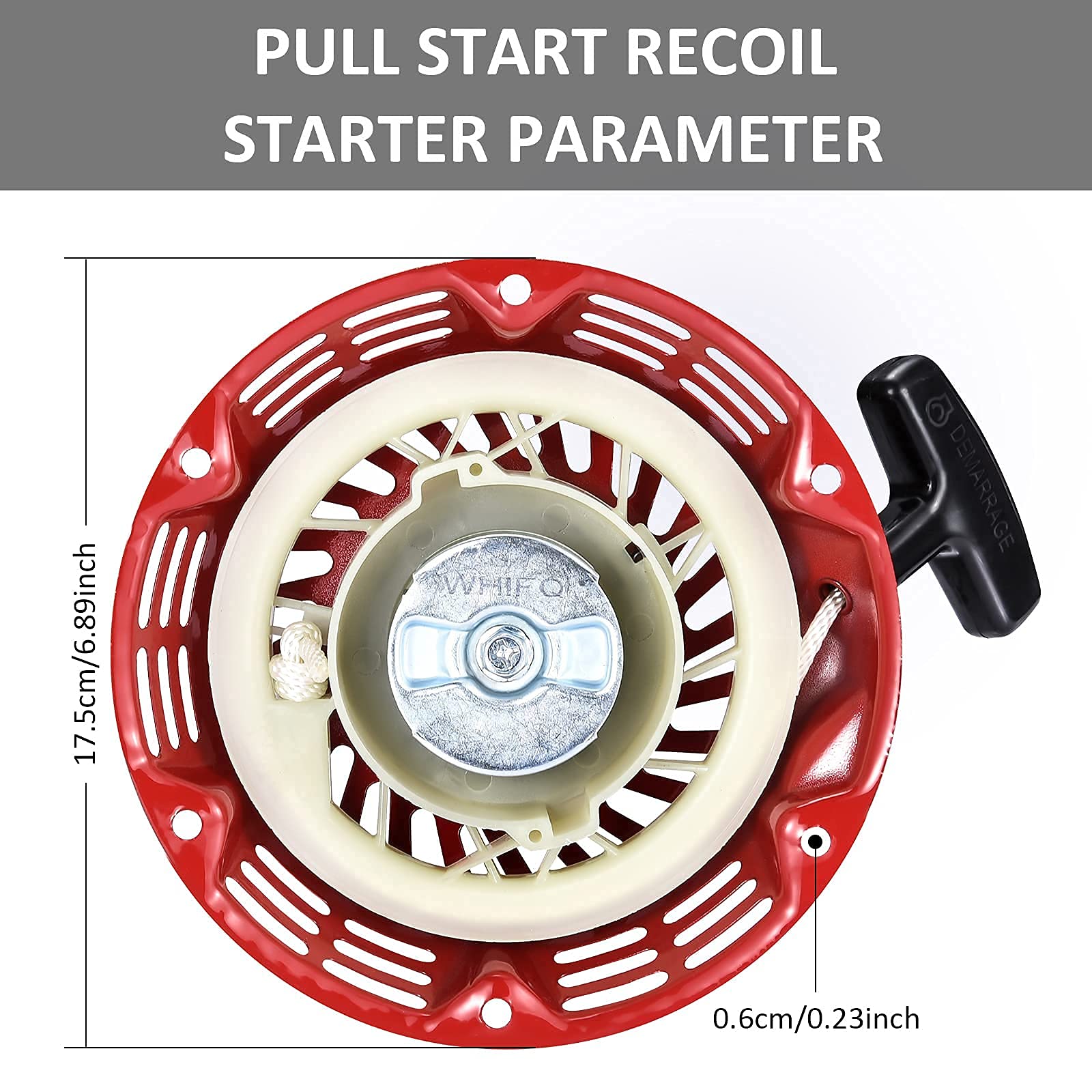 WHIFQ Pull Start Recoil Starter Assembly Fits Honda GX120 GX160 GX200 Harbor Predator 212CC 6.5 7HP Engine with Extra Pull Cord Handle. Lawn Mower, Honda Pull Cord. Honda Pull Start Assembly