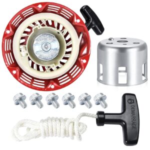 WHIFQ Pull Start Recoil Starter Assembly Fits Honda GX120 GX160 GX200 Harbor Predator 212CC 6.5 7HP Engine with Extra Pull Cord Handle. Lawn Mower, Honda Pull Cord. Honda Pull Start Assembly