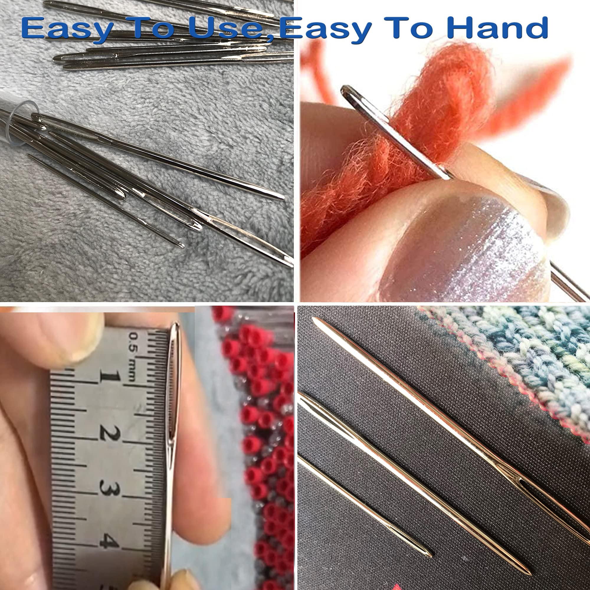 ORRDICE-9 PCS Large-Eye Blunt Needles, Stainless Steel Yarn Knitting Needles, Sewing Needles for Hand Sewing, Crafting Knitting Weaving Stringing Needles, Perfect for Finishing Off Crochet Projects