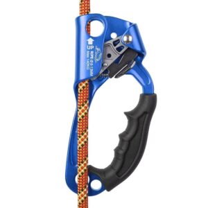 szcq srt climbing equipment hand ascender light alloy mountaineering rock ergonomic rappelling gear handled right asender arborist tree climber rigging (blue,right hand)