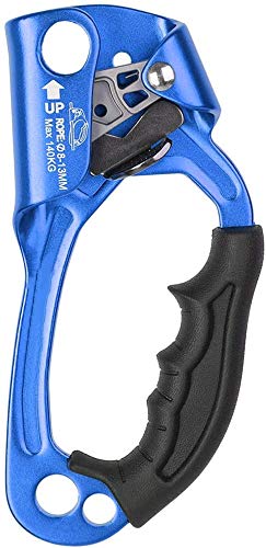 SZCQ SRT Climbing Equipment Hand Ascender Light Alloy Mountaineering Rock Ergonomic Rappelling Gear Handled Right asender Arborist Tree Climber Rigging (Blue,Right Hand)