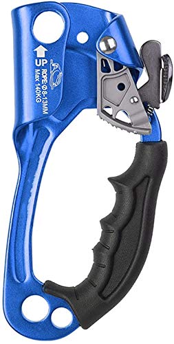 SZCQ SRT Climbing Equipment Hand Ascender Light Alloy Mountaineering Rock Ergonomic Rappelling Gear Handled Right asender Arborist Tree Climber Rigging (Blue,Right Hand)