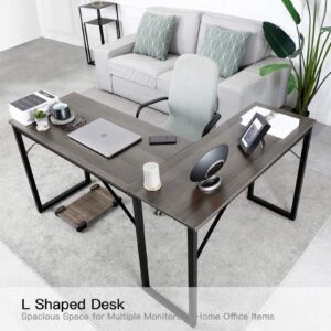 CX Modern L-Shaped Corner Desk Computer Desk Gaming Office PC Table, Sturdy Simple Industrial Style Home Office Writing Workstation Steel