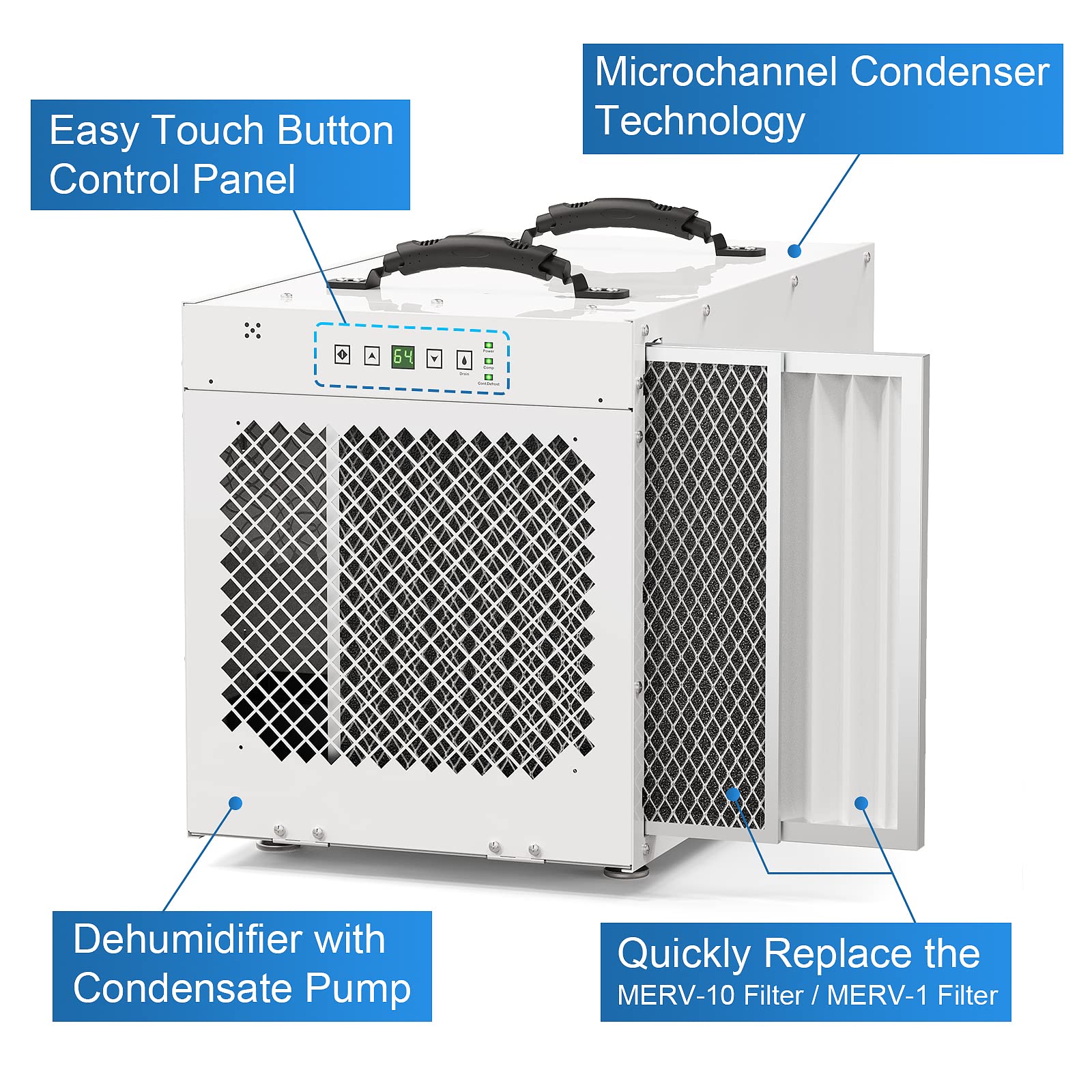 ALORAIR Sentinel HDi120 Commercial Dehumidifier with Pump, 235 Pints Whole Homes Dehumidifier for Crawl Spaces, Basements, up to 3,300 sq. ft. 5 Years Warranty, cETL, Optional Remote Monitoring