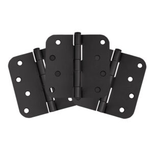 design house 188961 5/8" radius corner steel door hinge door hardware door hinges interior doors, 4"x4", matte black, 3-pack