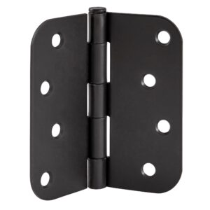 Design House 188961 5/8" Radius Corner Steel Door Hinge Door Hardware Door Hinges Interior Doors, 4"x4", Matte Black, 3-Pack