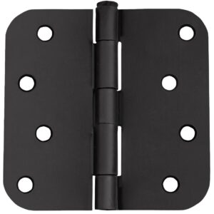 Design House 188961 5/8" Radius Corner Steel Door Hinge Door Hardware Door Hinges Interior Doors, 4"x4", Matte Black, 3-Pack