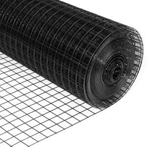 24'' x 50' 1inch hardware cloth 16 gauge black vinyl coated welded fence mesh for home and garden fence and home improvement project (24'' x 50')