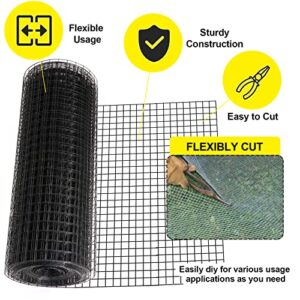 24'' x 50' 1inch Hardware Cloth 16 Gauge Black Vinyl Coated Welded Fence Mesh for Home and Garden Fence and Home Improvement Project (24'' x 50')