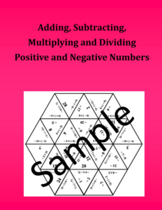 adding, subtracting, multiplying and dividing positive and negative numbers - math puzzle