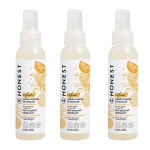 the honest company conditioning hair detangler 3-pack | leave-in conditioner + fortifying spray | tear-free, cruelty-free, hypoallergenic | citrus vanilla refresh, 4 fl oz each (pack of 3)