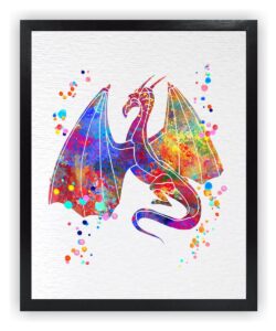 dignovel studios 8x10 unframed dragon fantasy medieval watercolor art print poster wall art office home decor dn538