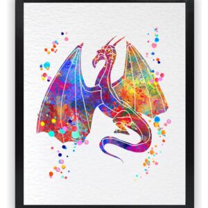 Dignovel Studios 8X10 Unframed Dragon Fantasy Medieval Watercolor Art Print Poster Wall Art Office Home Decor DN538