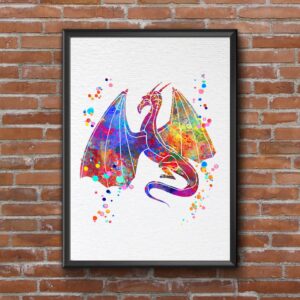 Dignovel Studios 8X10 Unframed Dragon Fantasy Medieval Watercolor Art Print Poster Wall Art Office Home Decor DN538