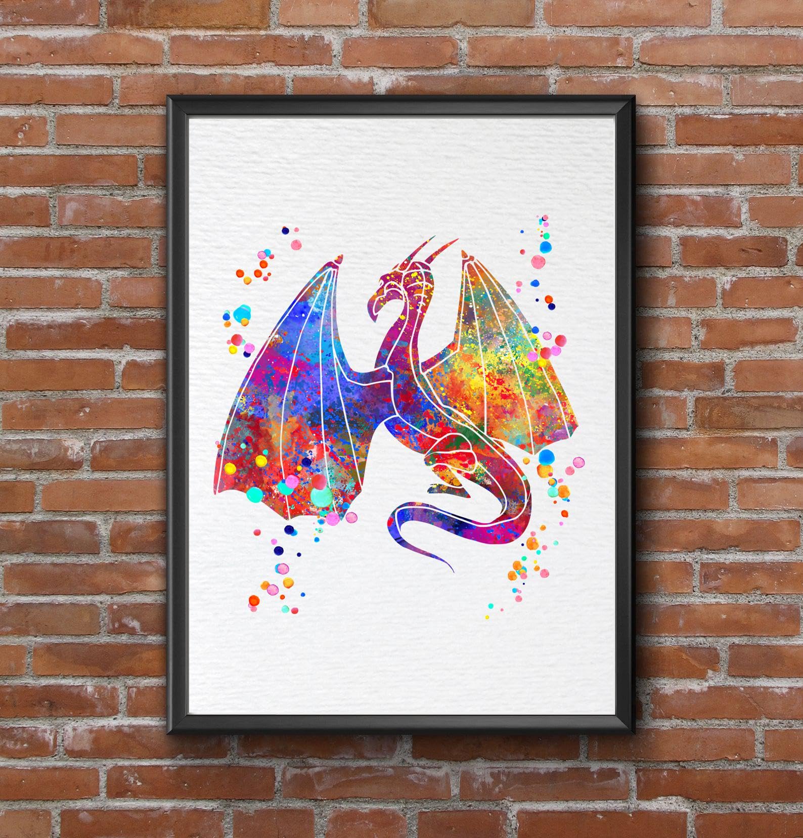 Dignovel Studios 8X10 Unframed Dragon Fantasy Medieval Watercolor Art Print Poster Wall Art Office Home Decor DN538