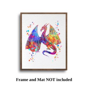 Dignovel Studios 8X10 Unframed Dragon Fantasy Medieval Watercolor Art Print Poster Wall Art Office Home Decor DN538