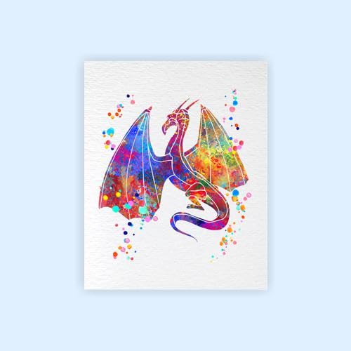 Dignovel Studios 8X10 Unframed Dragon Fantasy Medieval Watercolor Art Print Poster Wall Art Office Home Decor DN538