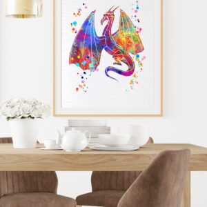 Dignovel Studios 8X10 Unframed Dragon Fantasy Medieval Watercolor Art Print Poster Wall Art Office Home Decor DN538