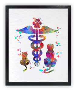 dignovel studios 8x10 unframed veterinary caduceus animal clinic pet watercolor art print poster housewarming wall art giclee office home decor dn539