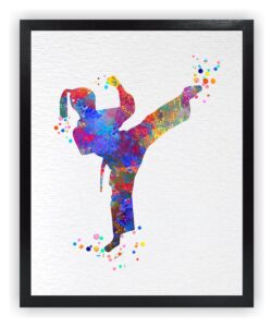 dignovel studios 11x14 unframed karate girl sports inspirational watercolor art print poster housewarming wall art giclee office home decor dn544