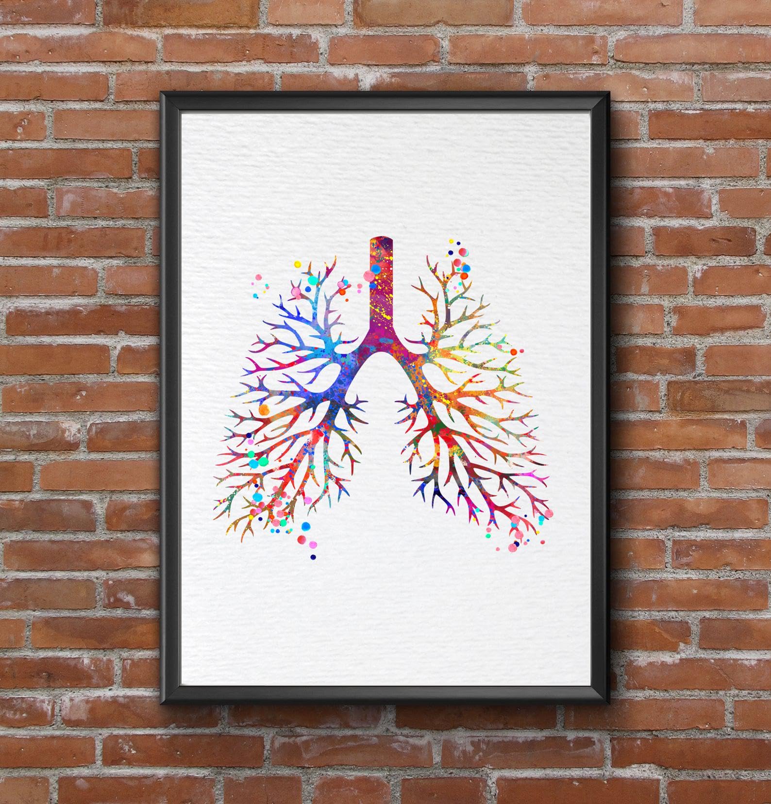 Dignovel Studios 8X10 Unframed Lung Anatomy Human Body Watercolor Art Print Poster Medical Science Housewarming Wall Art Giclee Office Home Decor DN541