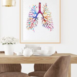 Dignovel Studios 8X10 Unframed Lung Anatomy Human Body Watercolor Art Print Poster Medical Science Housewarming Wall Art Giclee Office Home Decor DN541