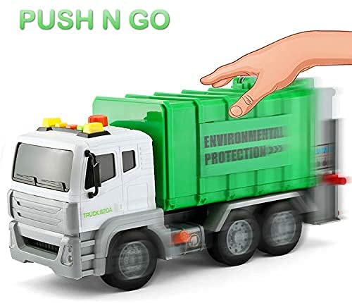 Garbage Truck Toys for Boys & Girls - Trash Truck Toys with Lights & Sounds Includes 4 Toy Garbage Cans, 40 Garbage Recycling Sorting Cards. Educational Toys for Toddlers & Kids Ages 3 4 5 6+