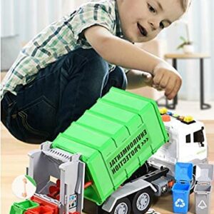 Garbage Truck Toys for Boys & Girls - Trash Truck Toys with Lights & Sounds Includes 4 Toy Garbage Cans, 40 Garbage Recycling Sorting Cards. Educational Toys for Toddlers & Kids Ages 3 4 5 6+